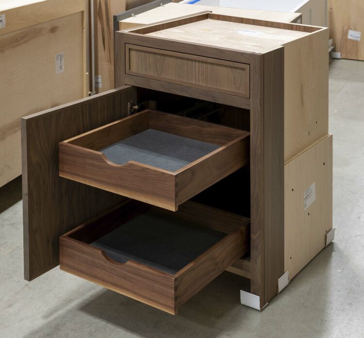 Base Cabinet with Mat-Protected Rollouts - Crown Point Cabinetry
